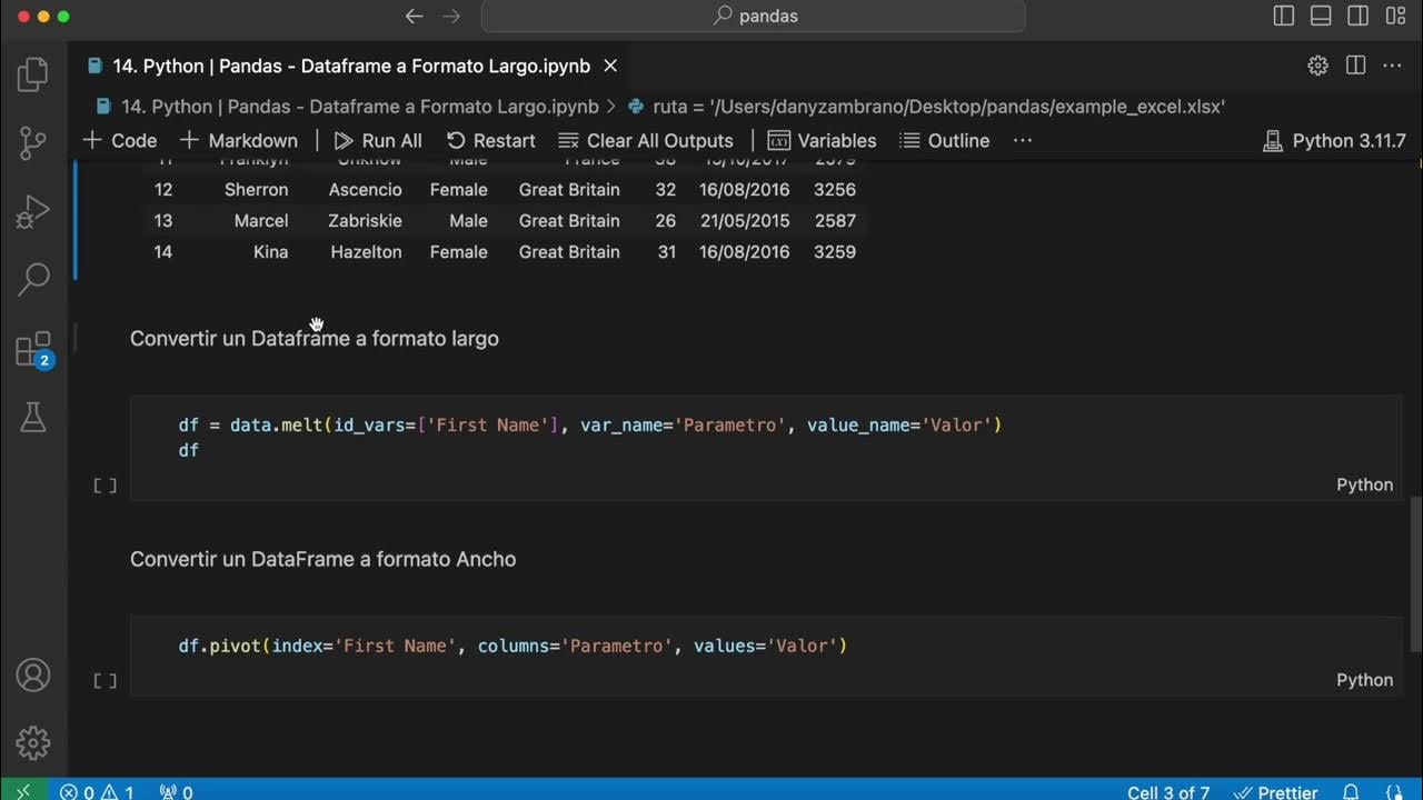 6.19. Python | Pandas - Dataframe a Formato Largo #python - YouTube