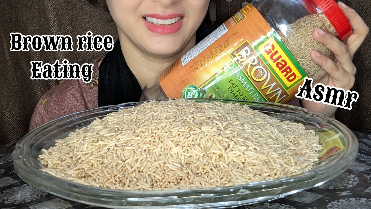 ASMR RAW RICE EATING // Brown rice eating asmr// Request video // big ...