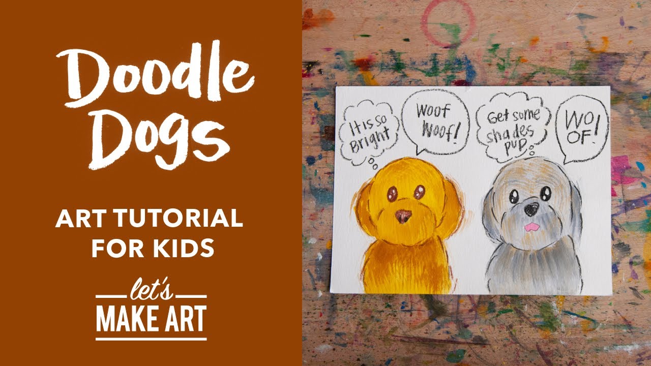 Doodle Dogs | Easy Kids Watercolor Art Lesson by Nicole Miyuki of Let's ...