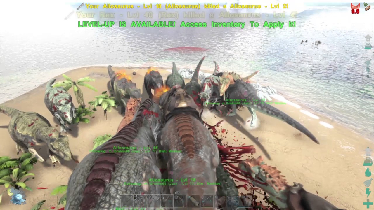 ARK: Survival Evolved: T-Rex´s & Allosaurus vs Allosaurus Pack - YouTube