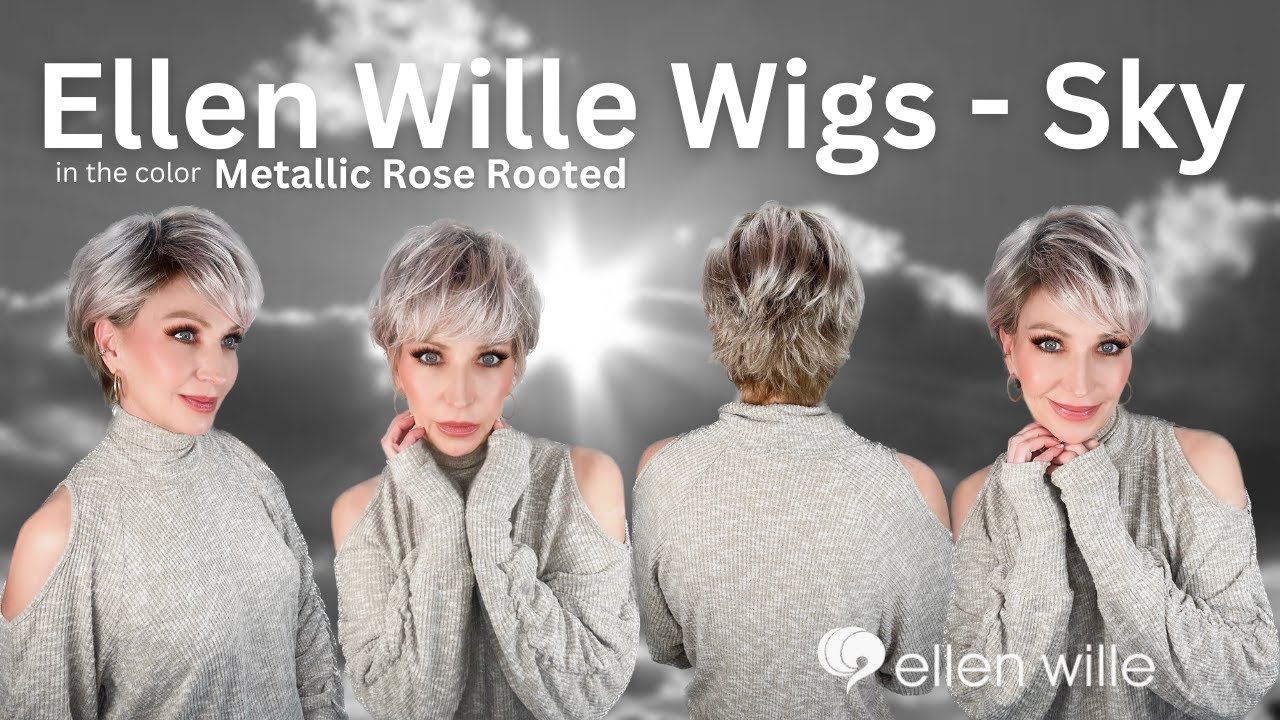 SKY Wig by Ellen Wille in the color Metallic Rose Rooted. A short ...
