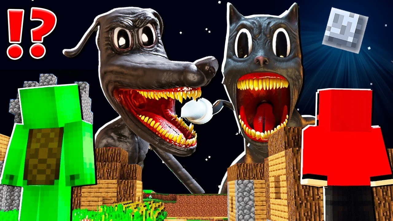 Why Creepy CARTOON CAT and DOG Titans ATTACK JJ and MIKEY at 3:00am ? - in Minecraft Maizen ...
