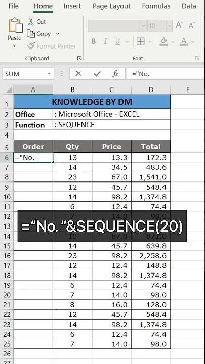 Sequence Function in Excel 😳👍🏻🤔 || Easy way to add Serial Number #excel ...