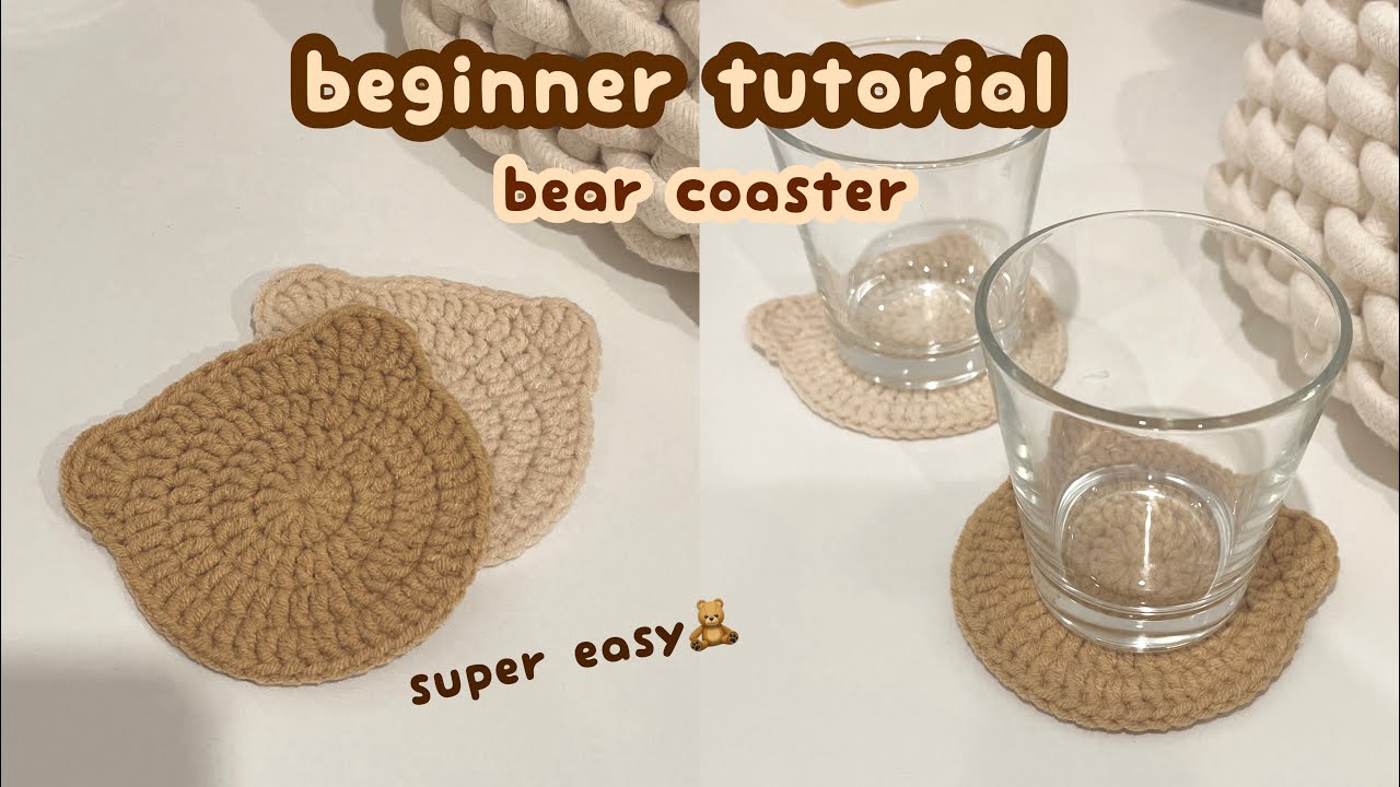 crochet bear coaster🧸crochet beginner tutorial | how to crochet | first ...