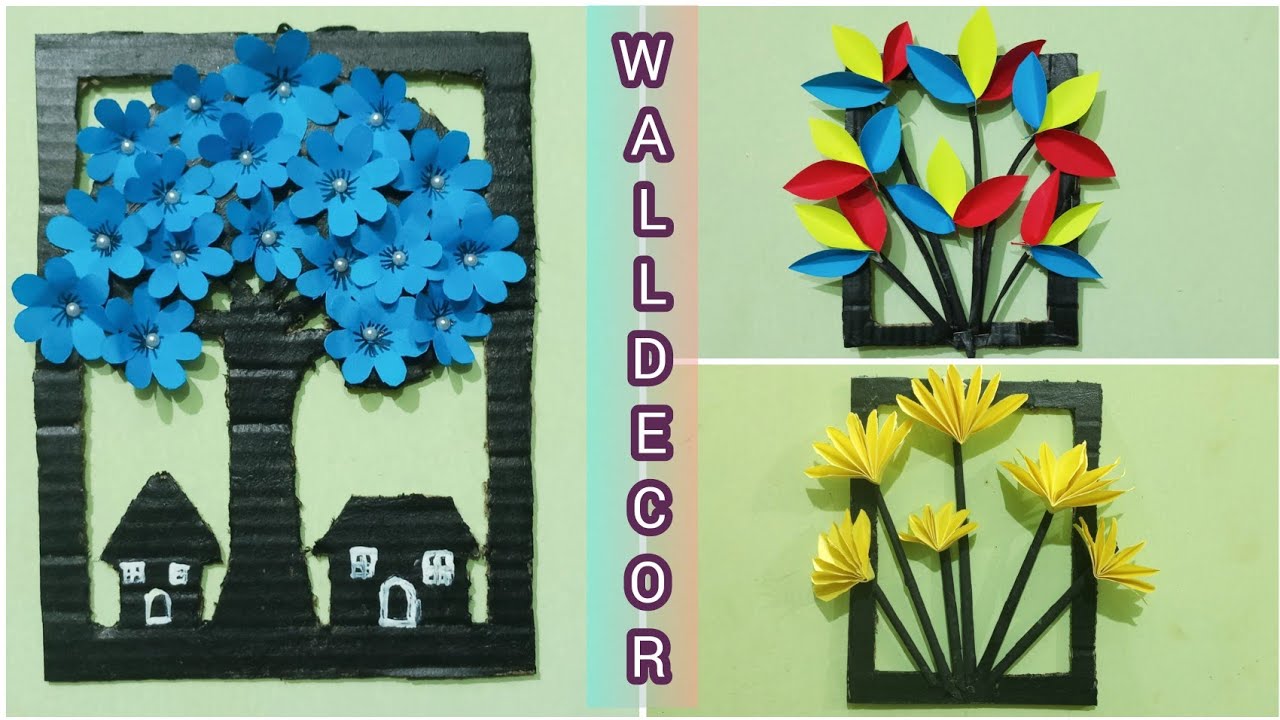 3 Different types Paper Wall Decor Ideas At Home//Wall Decor//Cardboard ...