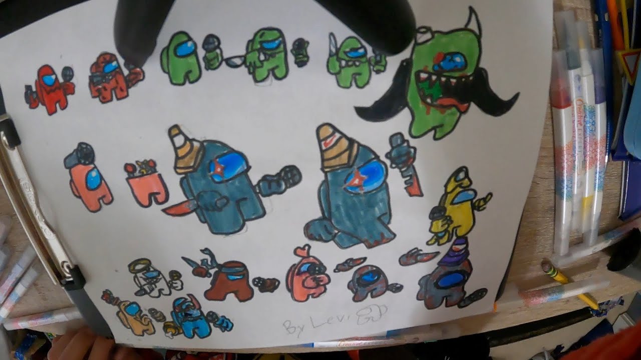 AMONG US Freehand Drawing Part II - YouTube