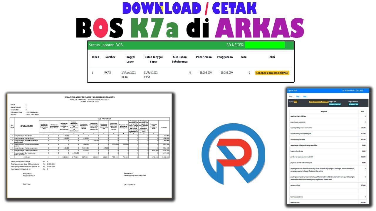 Cara Download atau Cetak BOS K7A di ARKAS - YouTube