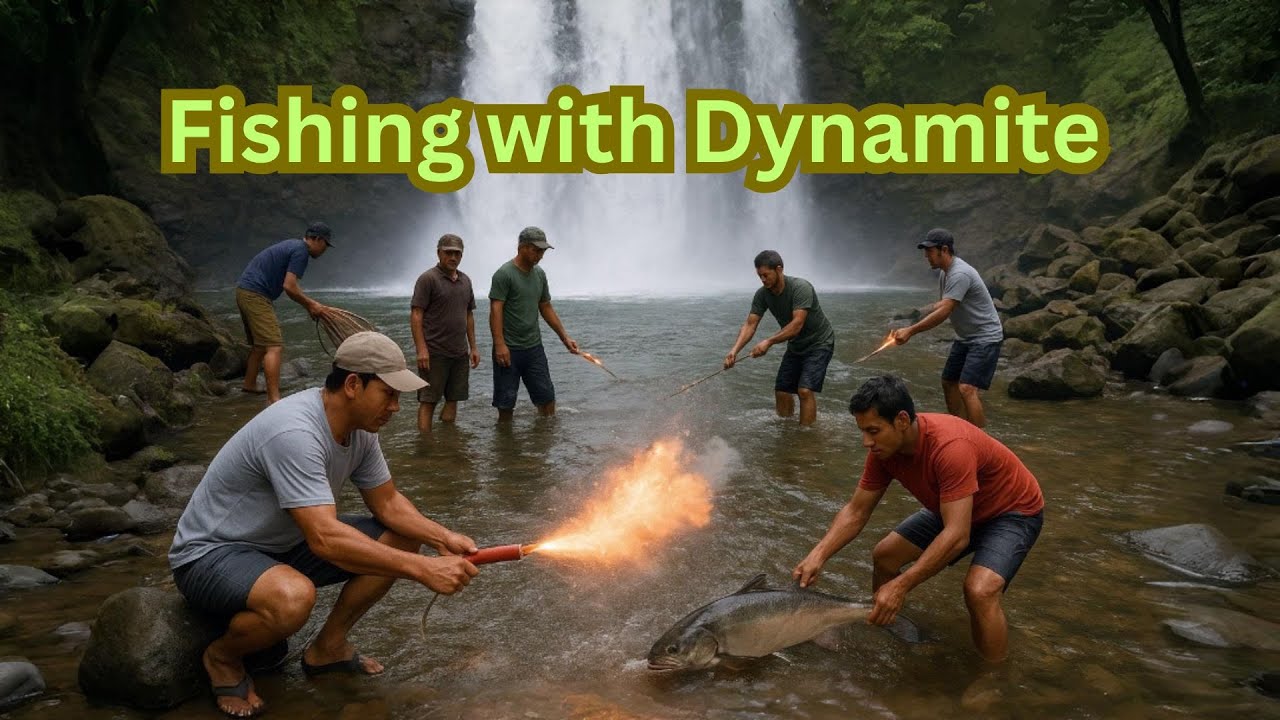 Traditional Fishing with Dynamite | Gather at Waterfall for Big Catch ...