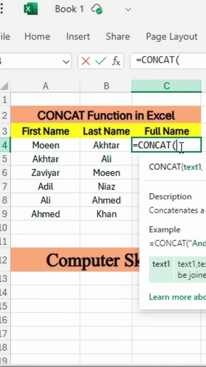 📊 How to Merge Text in Excel Using CONCAT Formula! - YouTube