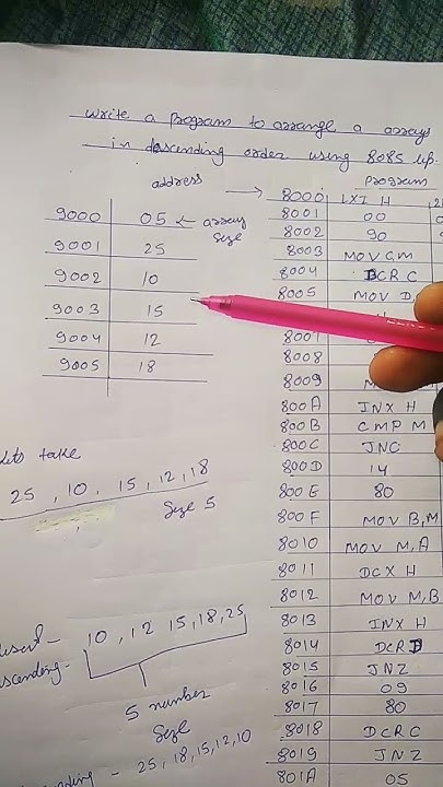 8085 Microprocessor। program to arrange a arrays in descending order by 8085 MP। LIKE ...