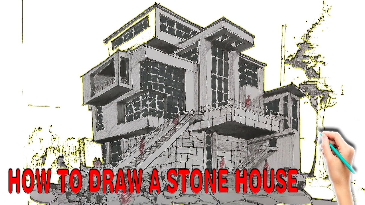 how to draw a house by 2_point perspective :step by step /Teaching 2 ...