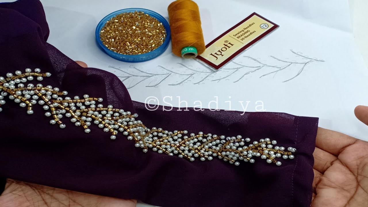 Very beautiful beadwork sleeve embroidery with normal needle| beadwork ...