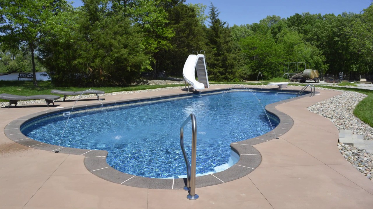 Lone Jack MO Vinyl lined Monaco shaped swimming pool - YouTube