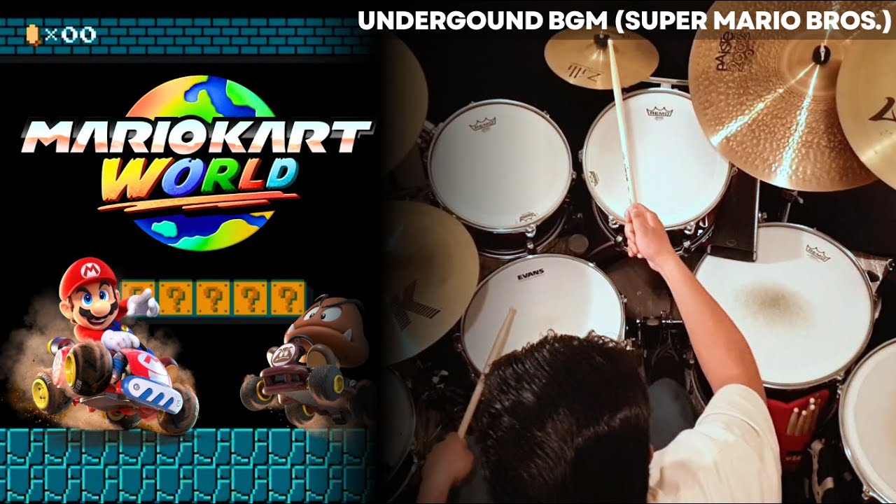 Underground BGM DRUM COVER from Mario Kart World - JVDrumming - YouTube