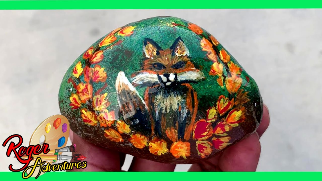 Fall Fox Rock Painting - YouTube