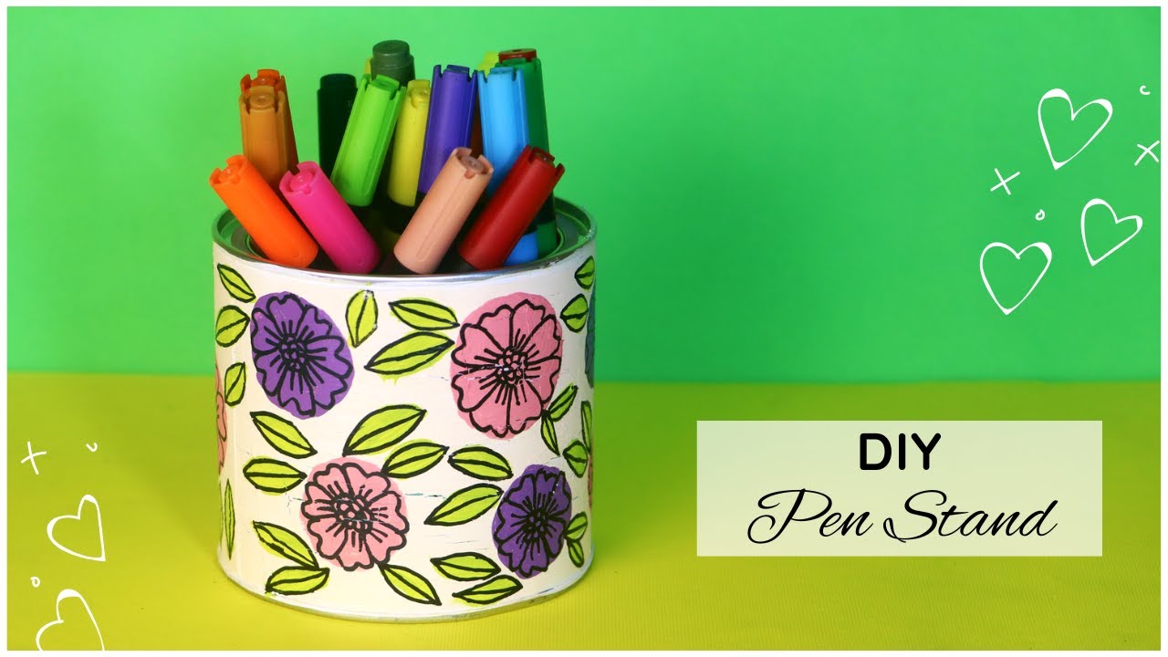 DIY Pen Stand | Recycled Tin Box Painting - YouTube