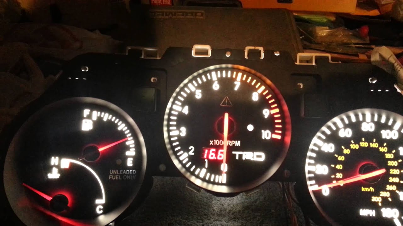 Supra TRD tach blue LED shift light - YouTube