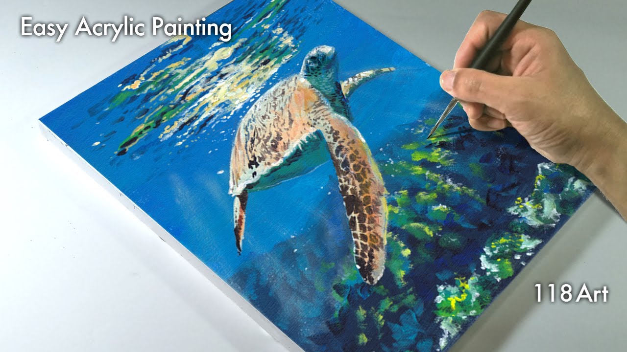 Sea turtle/Easy Acrylic painting/118Art - YouTube