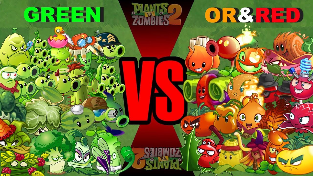 Team GREEN vs ORANGE & RED Plants - Who Will Win ? PvZ 2 Team Plant Vs ...