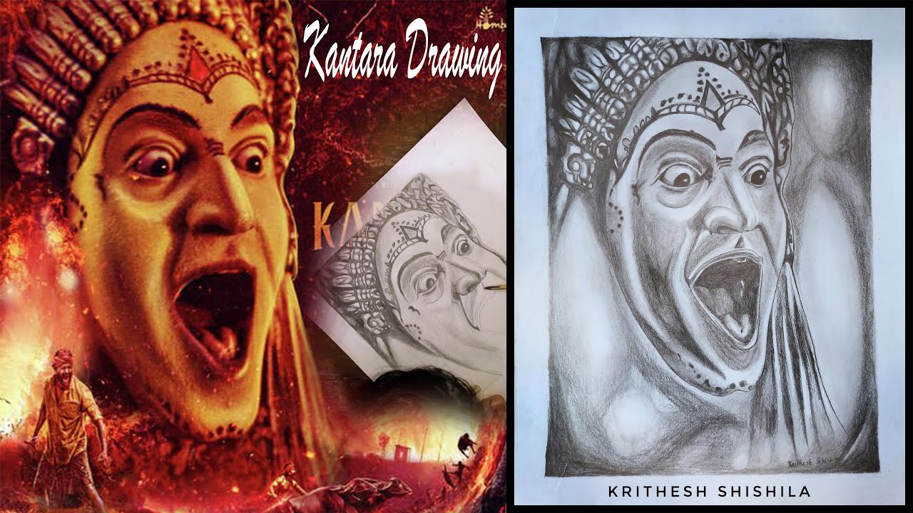 How to Drawing Kantara Movie Poster | Art Krithesh Shishila | Kantara ...