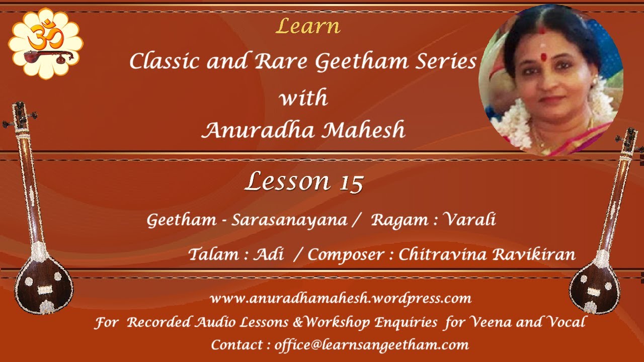 Learn Classic and Rare Geethams with Anuradha Mahesh-Raga Varali - YouTube