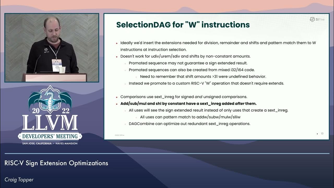 2022 LLVM Dev Mtg: RISC-V Sign Extension Optimizations - YouTube