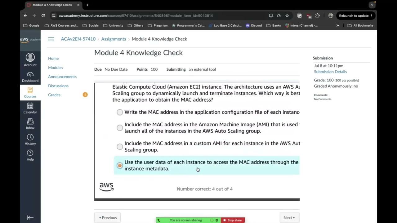 AWS Academy Cloud Architecting | Module 4 Knowledge Check - YouTube