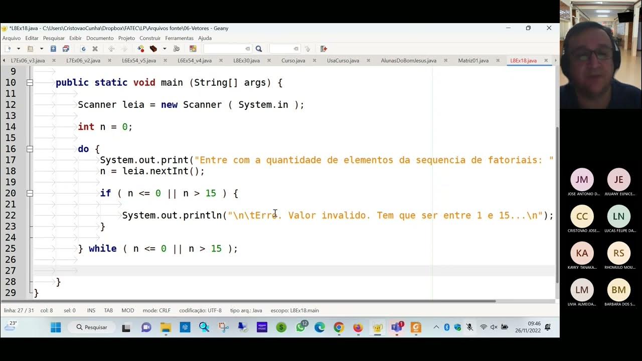 LP - Java - Arrays - Vetor de Fatoriais - YouTube