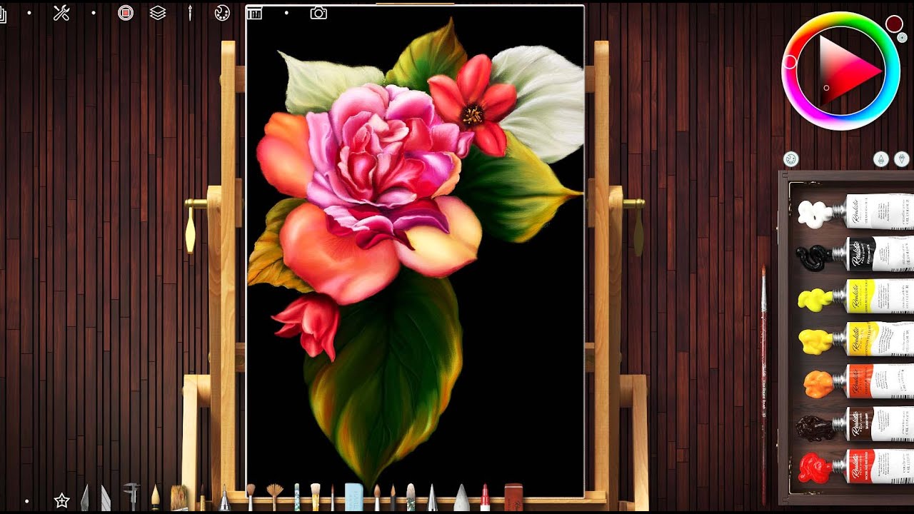 Digital Painting: Traditional Colors Flower - Realistic Paint Studio ...