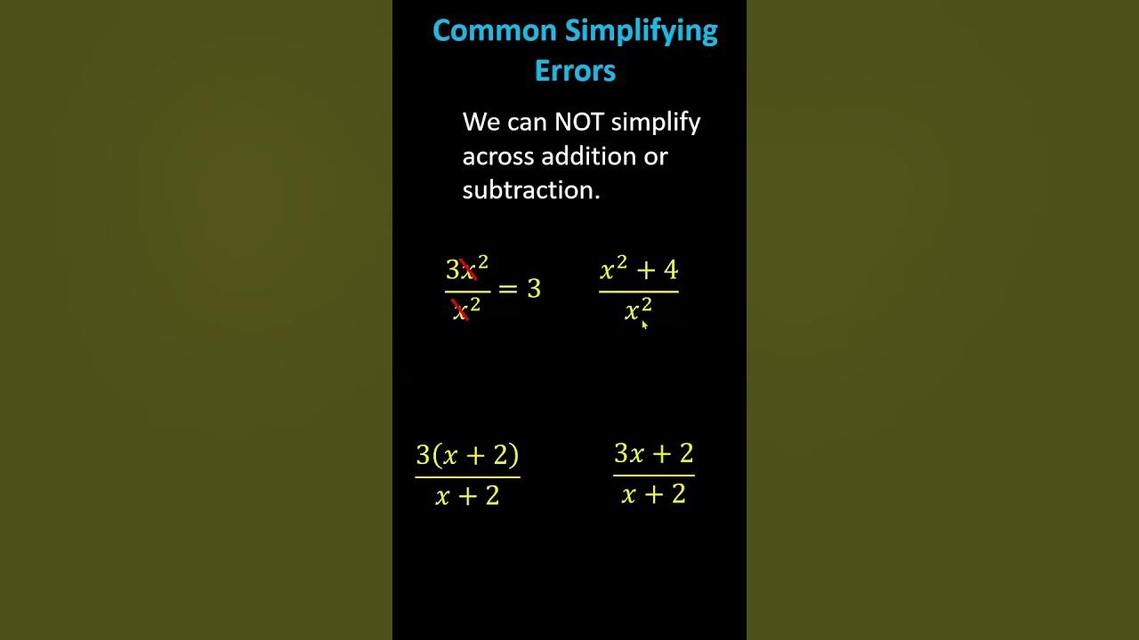 Common Errors When Simplifying Rational Expressions - YouTube