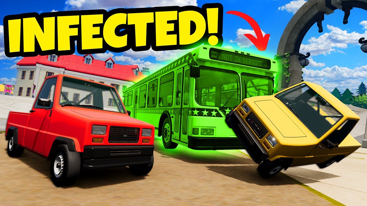 Zombie Infection Car Hide and Seek with Buses & Tiny Cars! (BeamNG ...