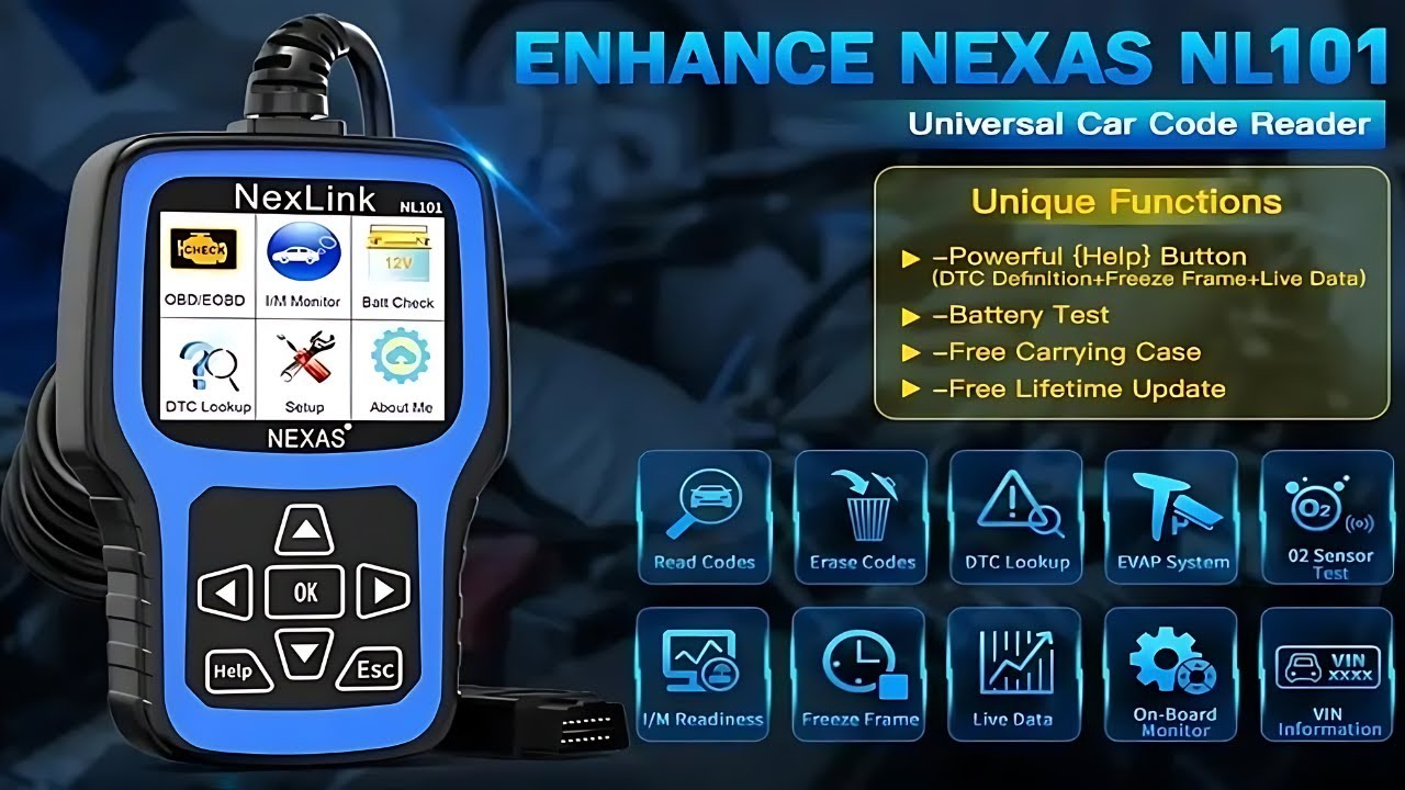 NEXAS NL101 OBD2 Scanner & Battery Tester Review | - YouTube