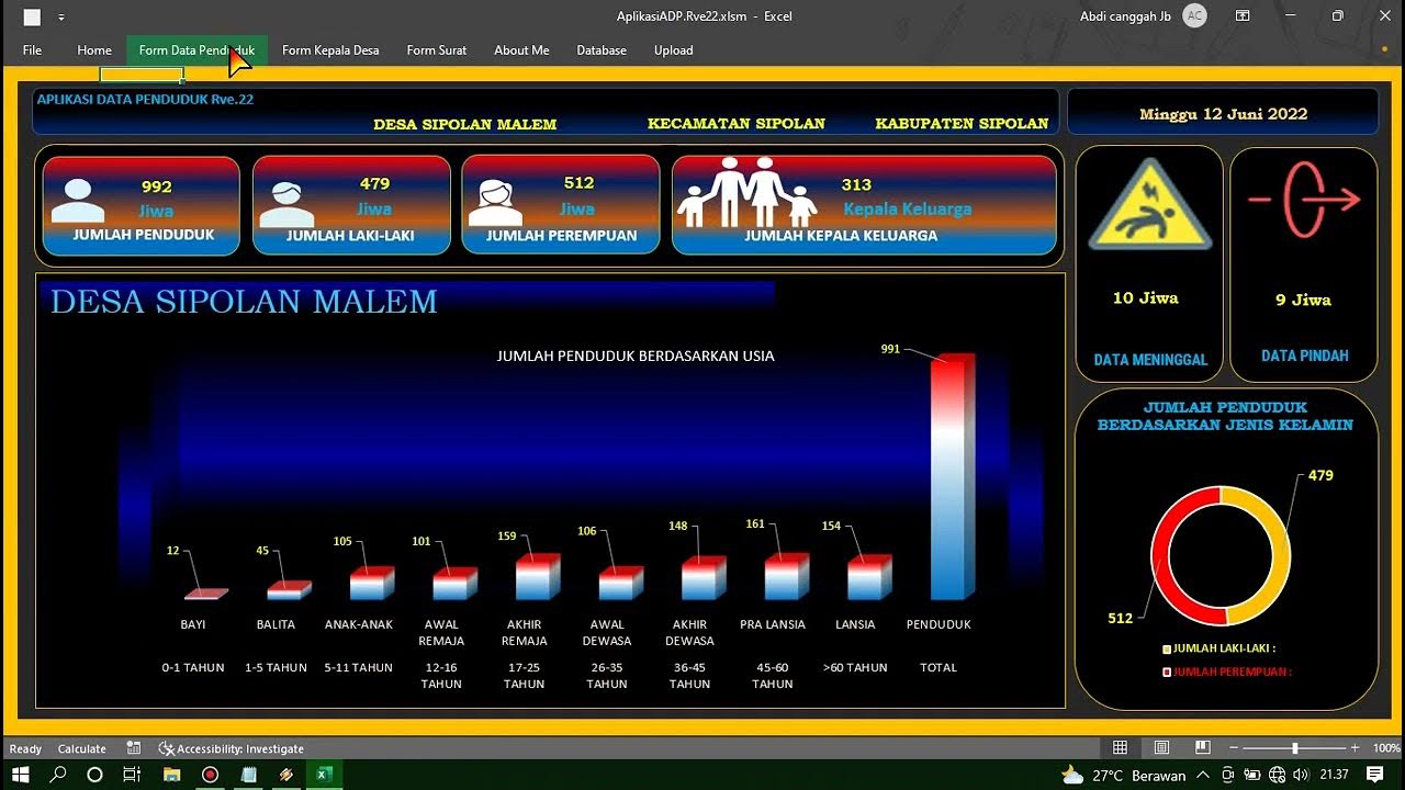 Aplikasi Data Penduduk Ribbon Vba Excel Part. 1 - YouTube