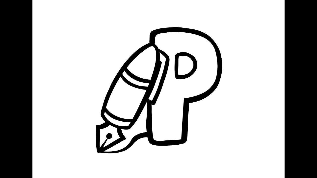 P Letter Pen Alphabet drawing, painting and colouring for kids, toodles ...