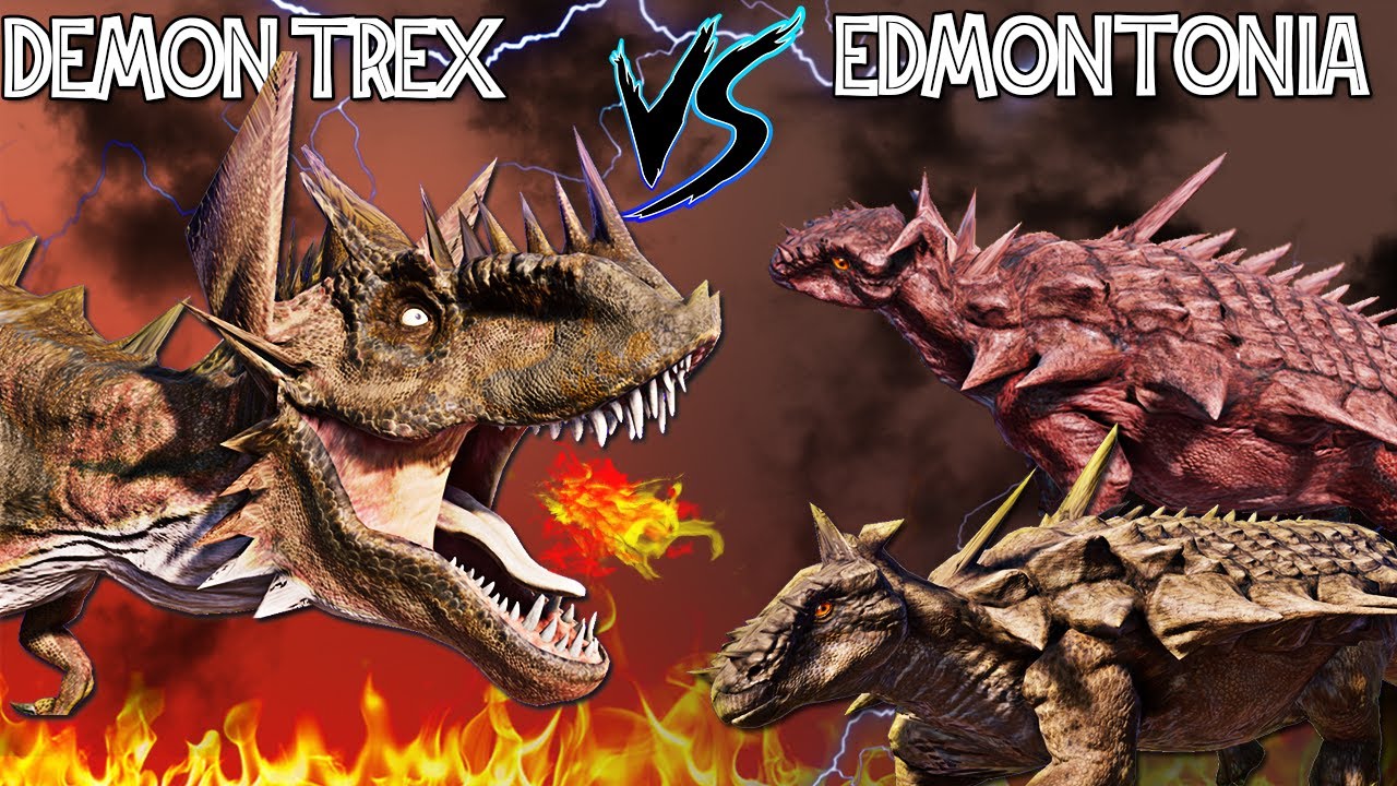 New DINOSAUR! DEMONIC EDMONTONIA vs DEMONIC TREX & DEMON INDOMINUS REX ...