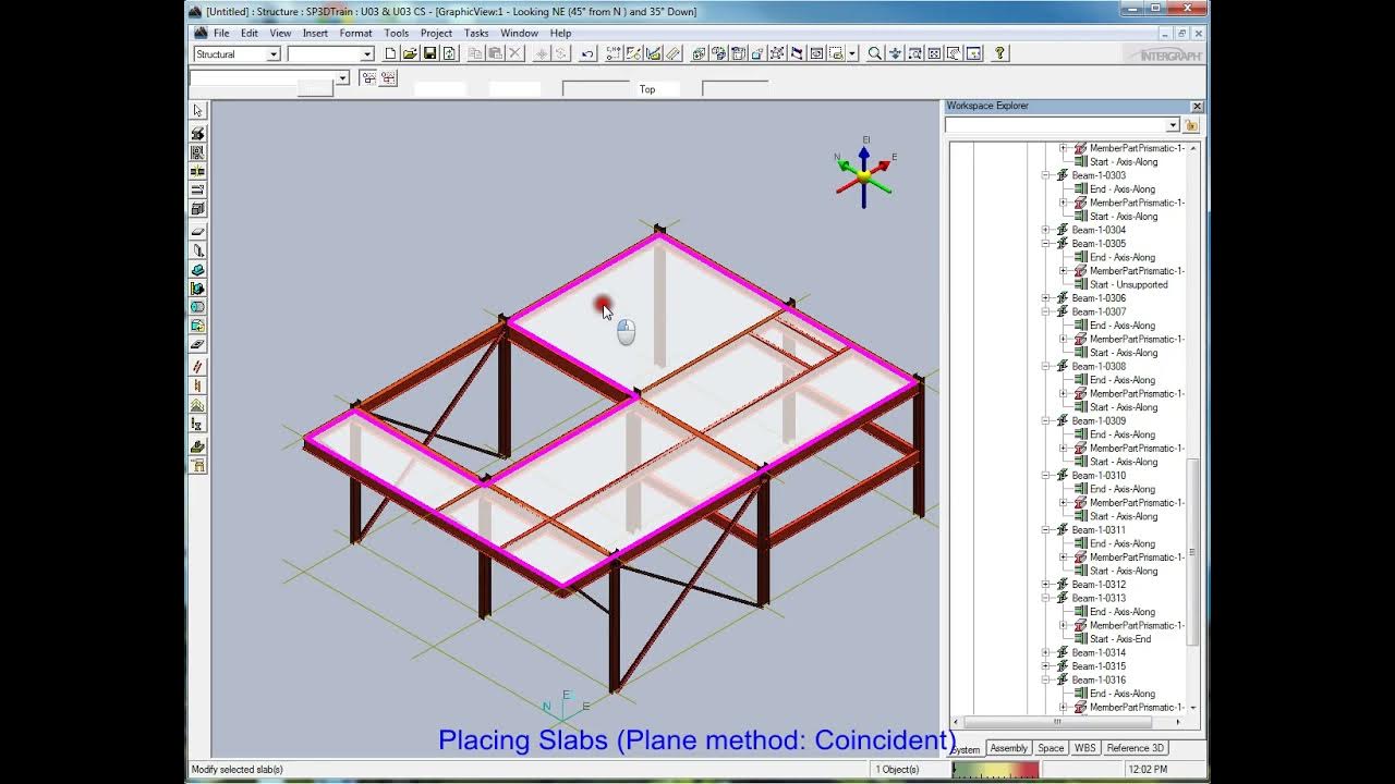 SP3D # 05 Place Slab Plane Method Coincident - YouTube