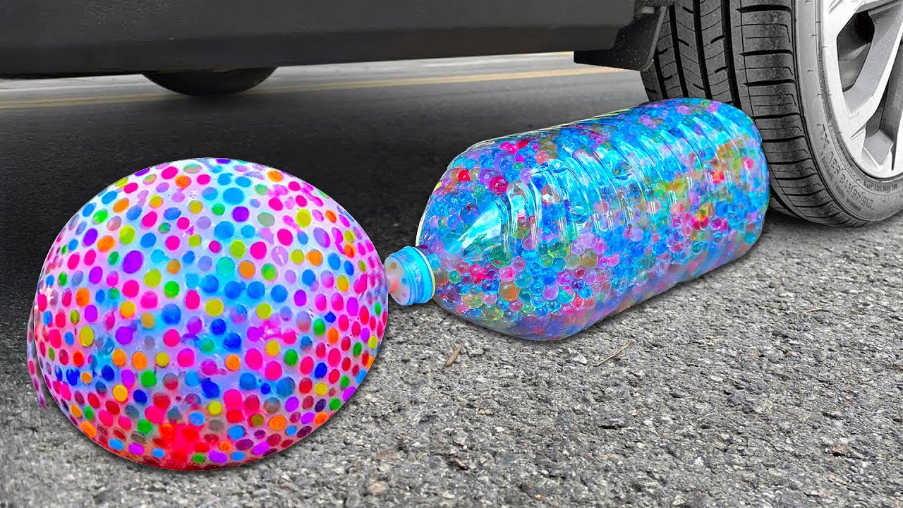 Car vs Giant Slime Balls With Crushing Soft, Crunchy Things ...