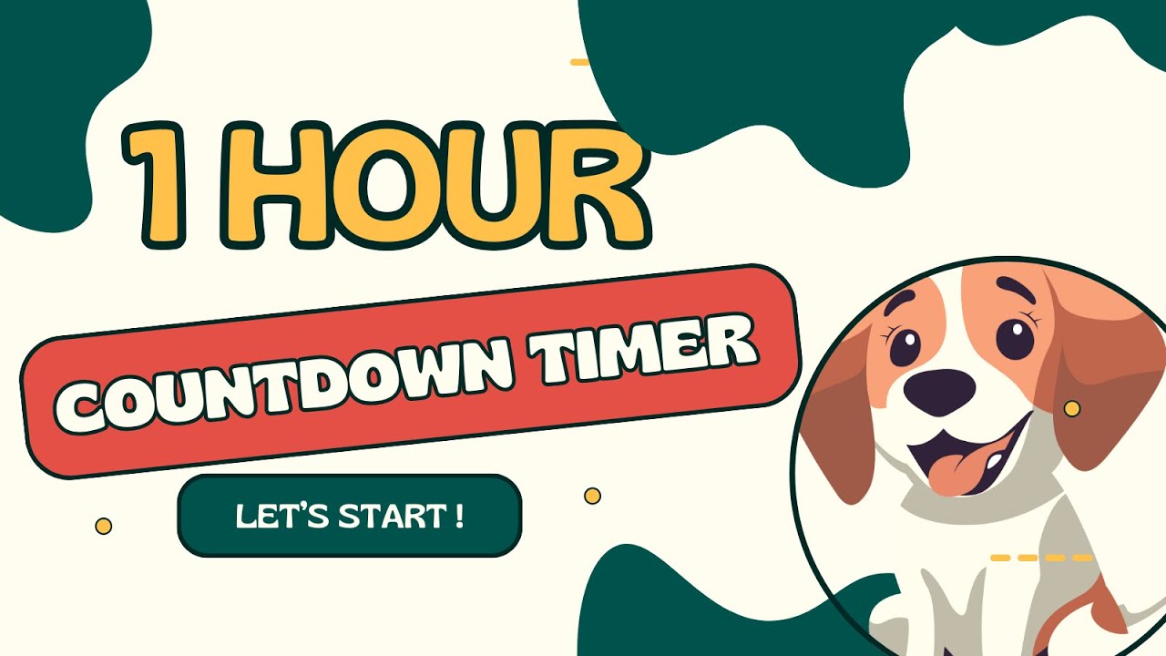 🐶 Dog countdown timer from 1 hour to zero in minutes and seconds / 1h ...