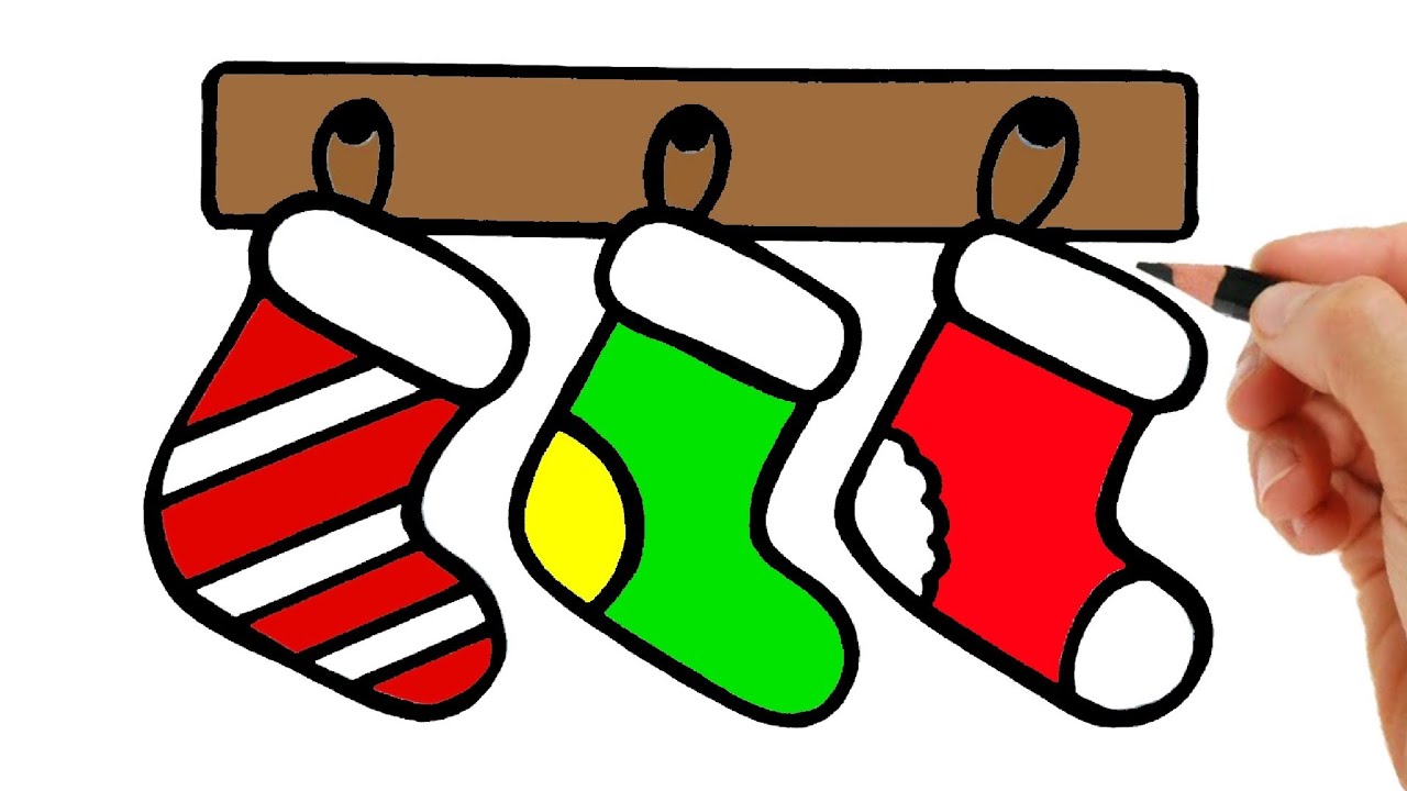 HOW TO DRAW CHRISTMAS SOCKS - HOW TO DRAW CHRISTMAS ORNAMENTS - YouTube