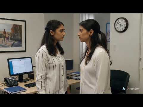 Lesbian kiss between two women in an office