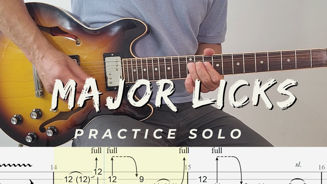 10 Easy Major Guitar Licks #2 - Practice Solo in E Major - YouTube