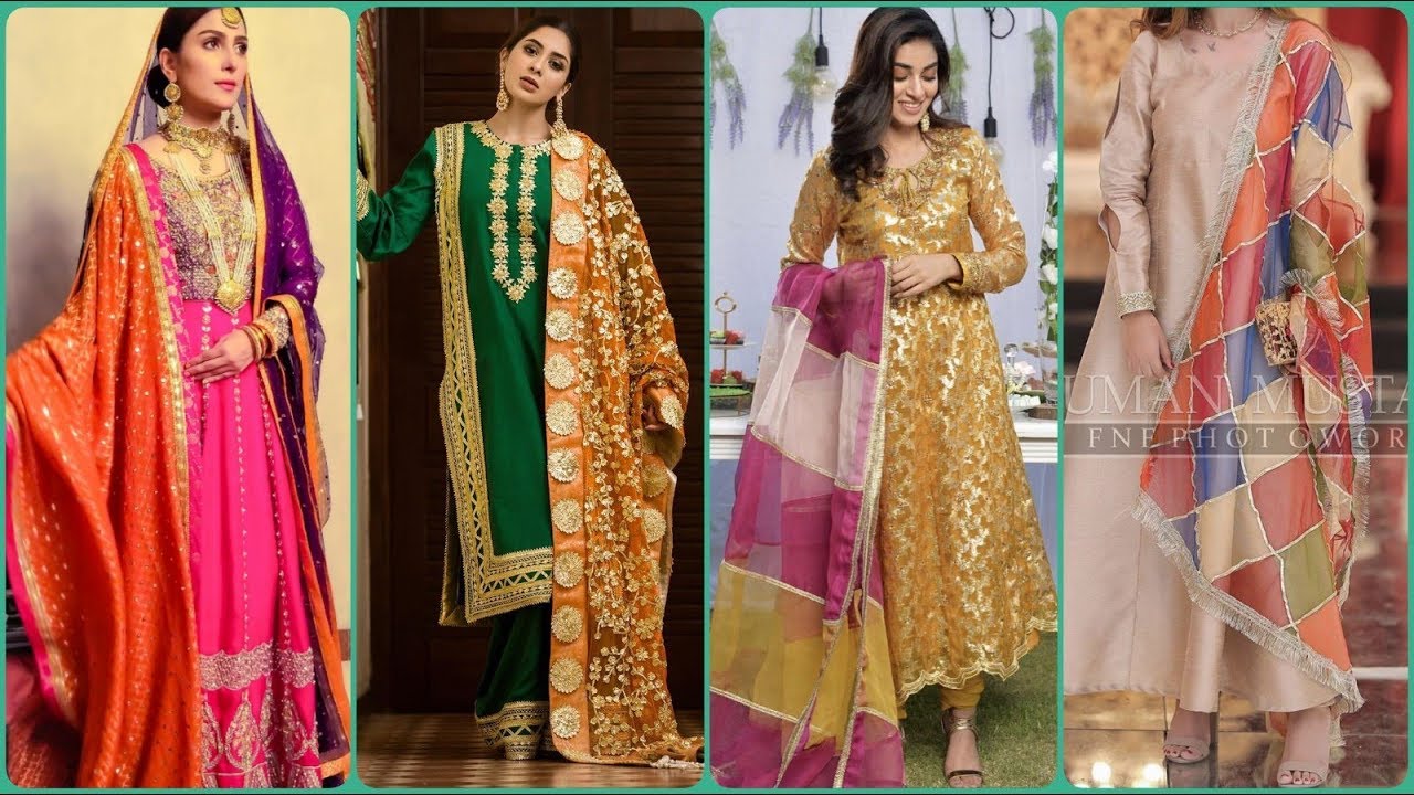 Top Designer Gotta Patti Work Dupatta Dresses/Latest Party Wear Mehndi ...