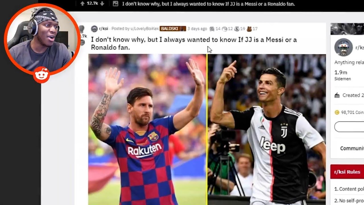 KSI Picks Ronaldo Over Messi - YouTube