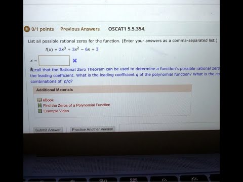 [Math] List all possible rational zeros for the function. (Enter your ...