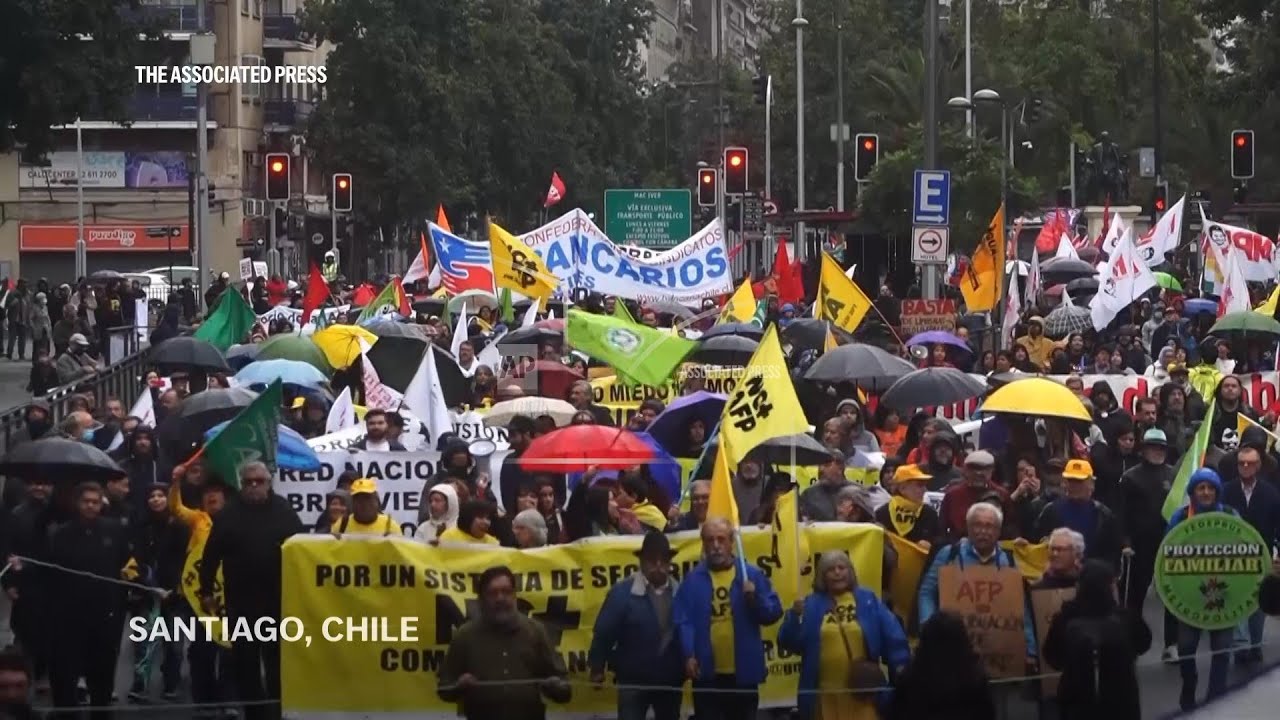 Protesters in Chile demand an end to private pension funds - YouTube