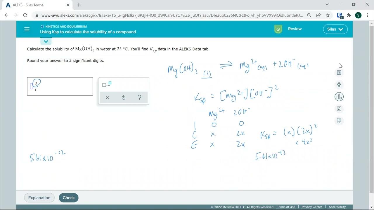Using Ksp to calculate the solubility of a compound - YouTube