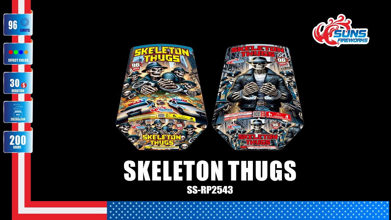 SKELETON THUGS 2026 New 200g Cakes SS-RP2543 from Suns Fireworks - YouTube