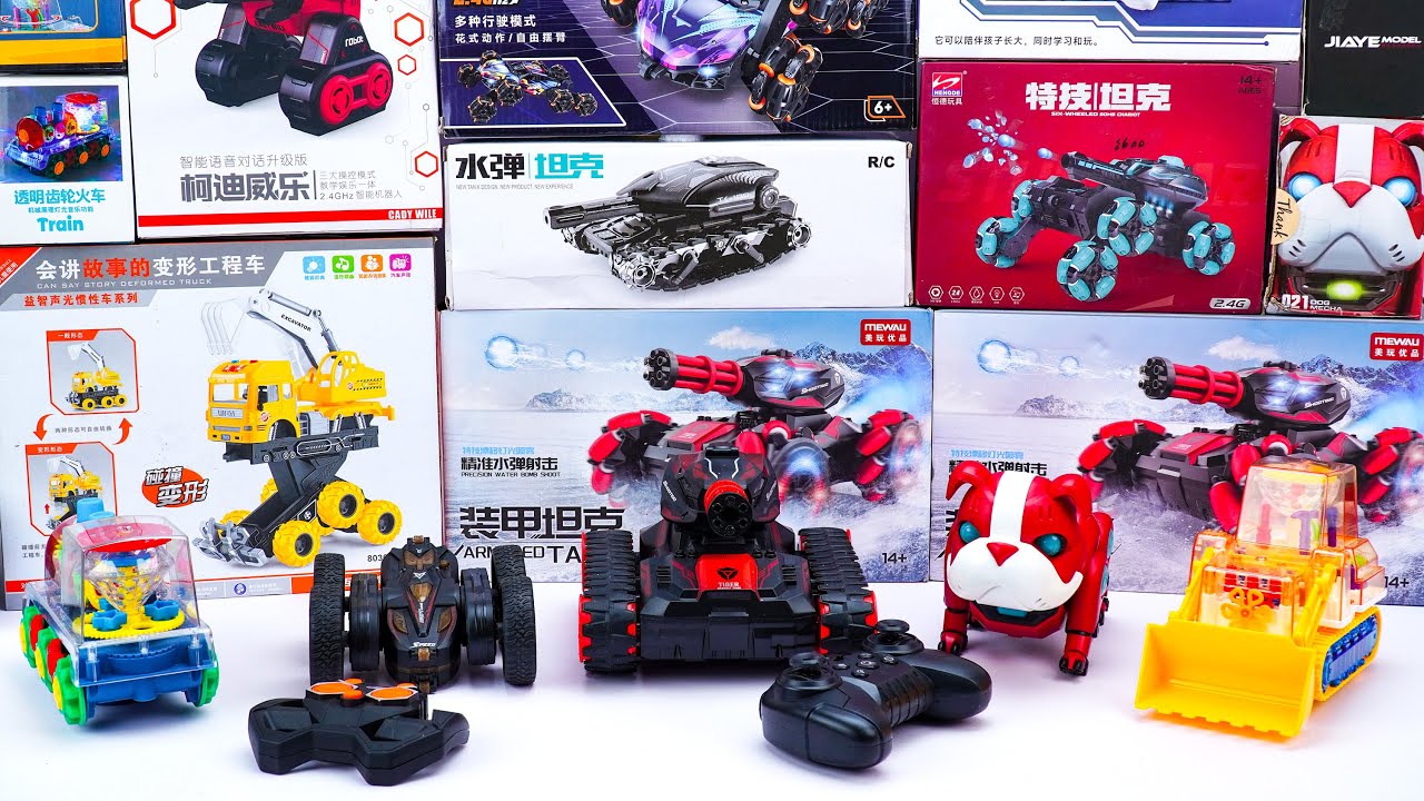 Unboxing RC Tanks 2.4GHz, Lumo 021 Dog Mecha,Transparent Push Bulldoze ...
