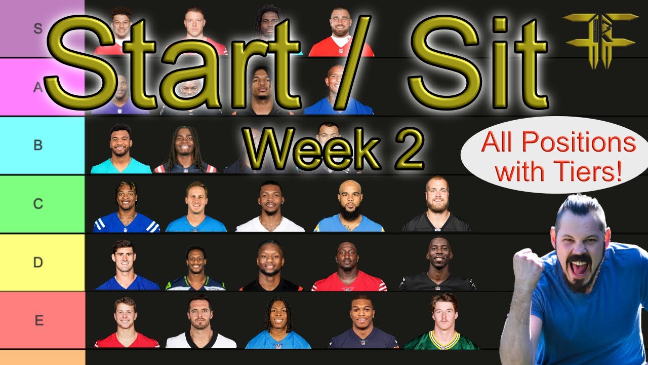 Start Sit Rankings & Tiers: Week 2 | 2023 NFL Fantasy Football | .5 PPR ...