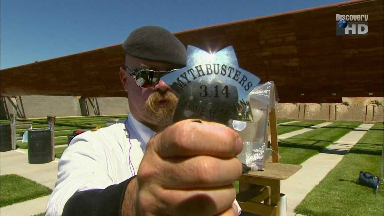 Mythbusters bulletproof badge [HD] - YouTube